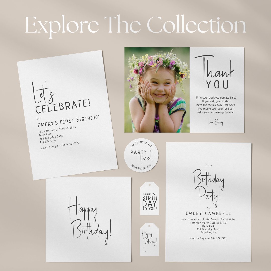 Minimalist Gender Neutral It's A Birthday Party Invitation | Zazzle