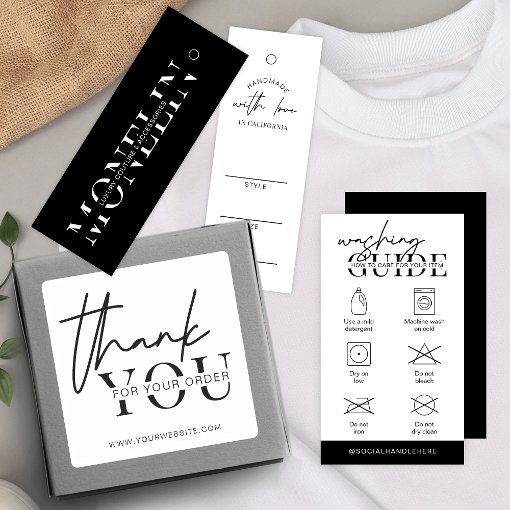 Minimal Black Clothing Labels Boutique Hang Tags | Zazzle
