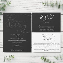 Minimalist modern script typography wedding all in one invitation | Zazzle