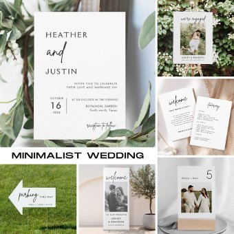 Minimalist Modern Simple Wedding Invitations | Zazzle