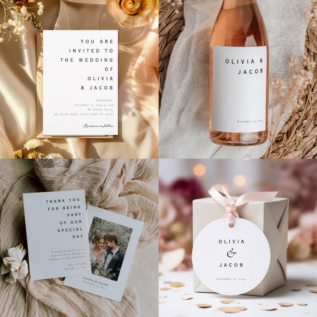 Minimalist Modern Wedding Wine Label | Zazzle