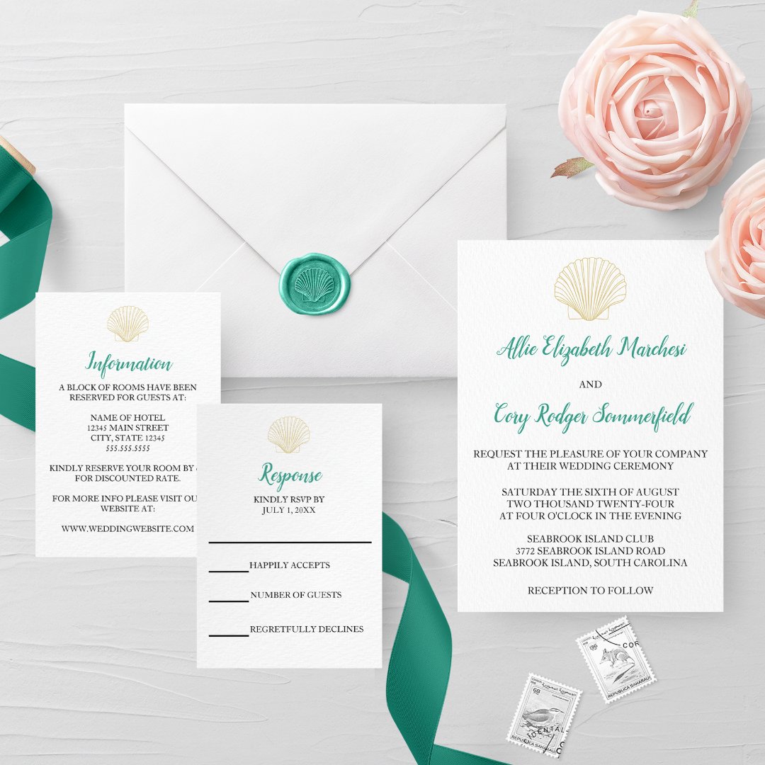 Minimalist Seashell Wedding Return Address Label | Zazzle