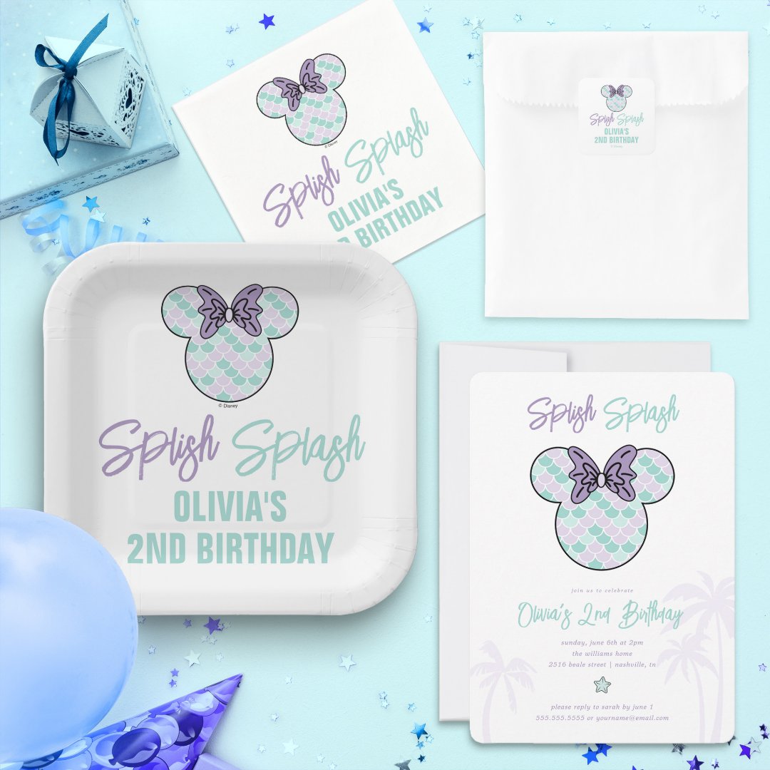 Minnie Mouse | Pink Mermaid Birthday Invitation | Zazzle