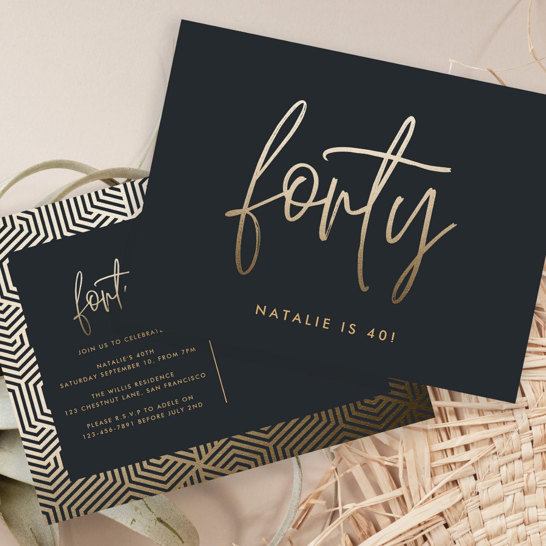 Modern 40th birthday simple stylish elegant script napkins | Zazzle