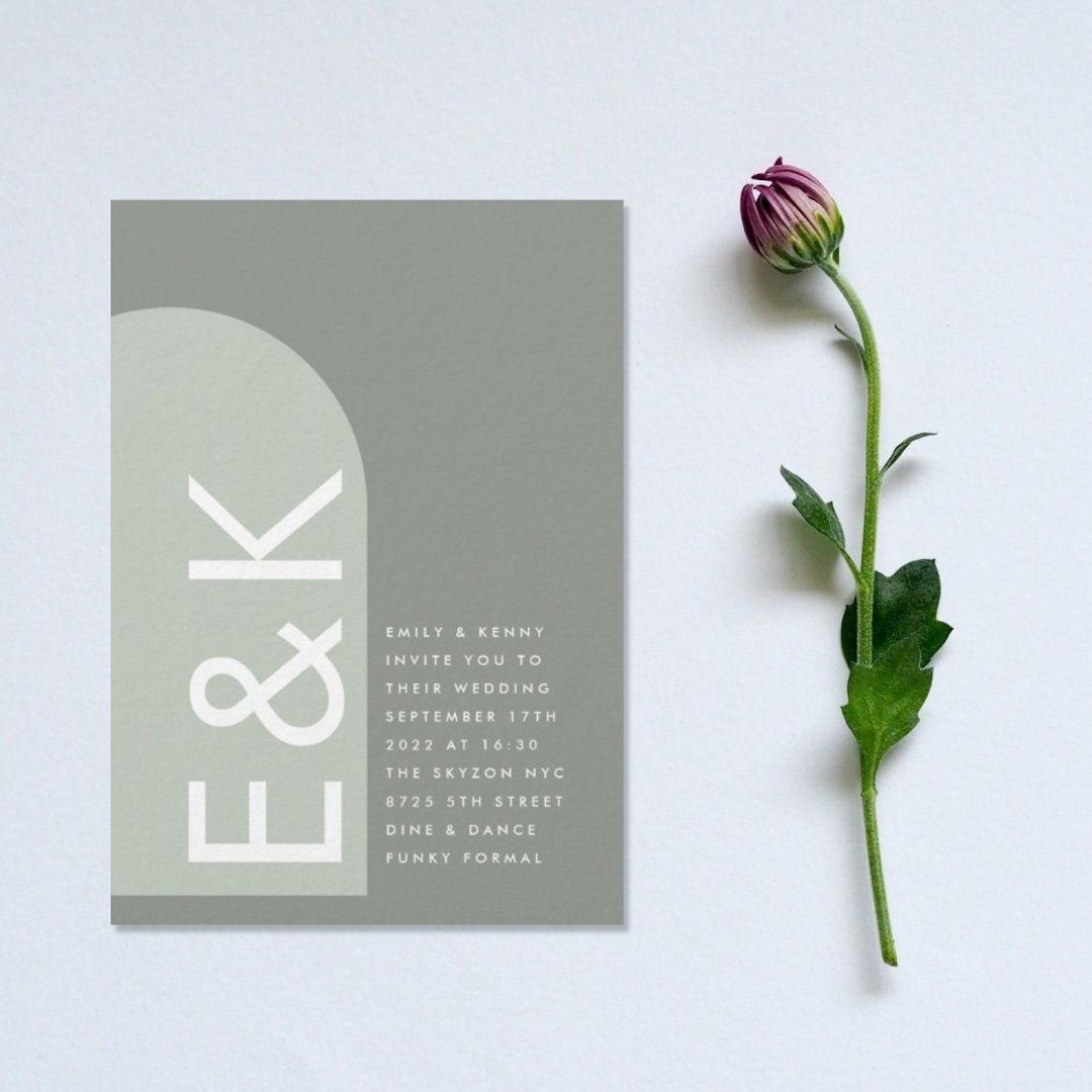 Premium Black Modern Monogram Boho Arch Wedding Invitation | Zazzle