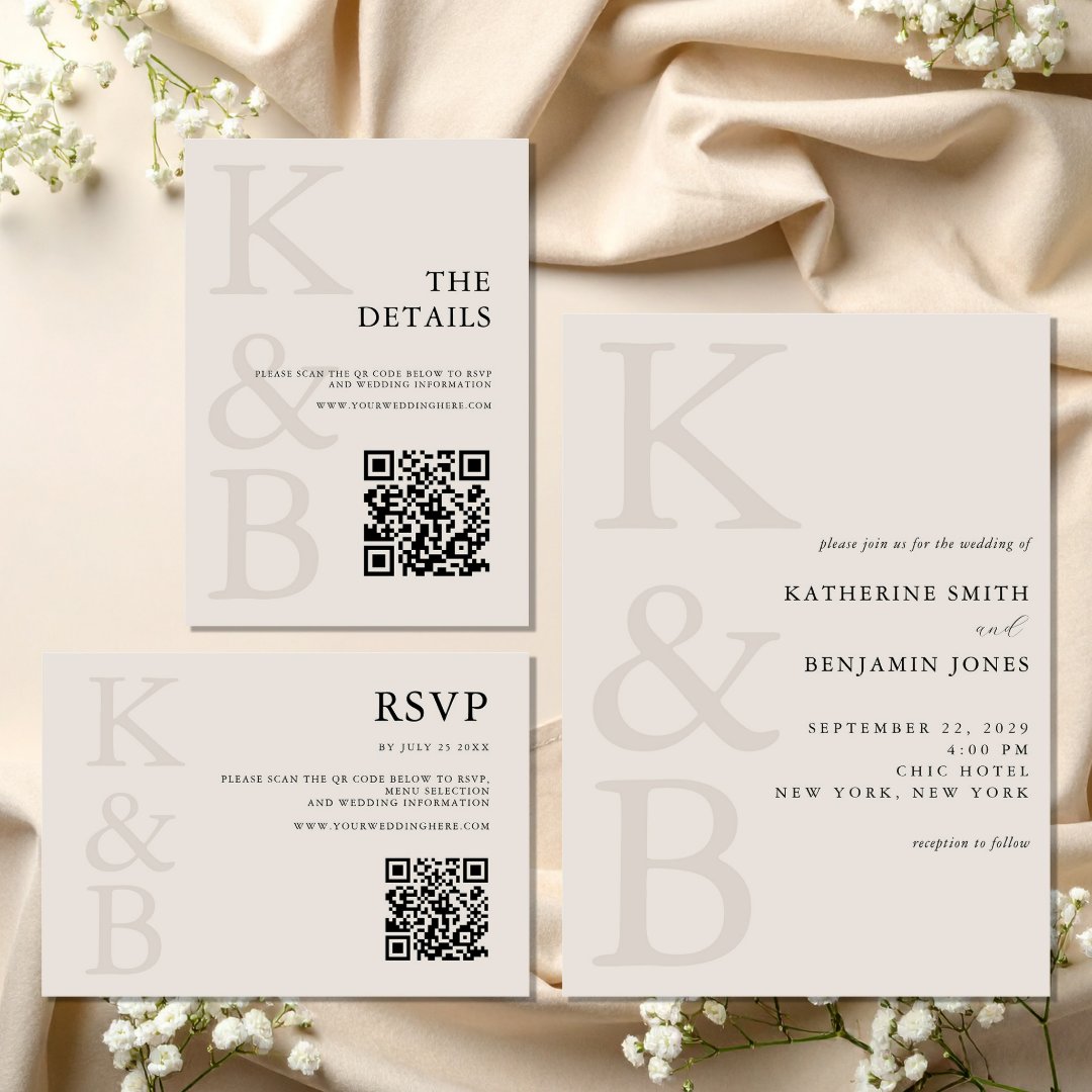 Modern Black and Ivory Monogram Wedding Backdrop | Zazzle