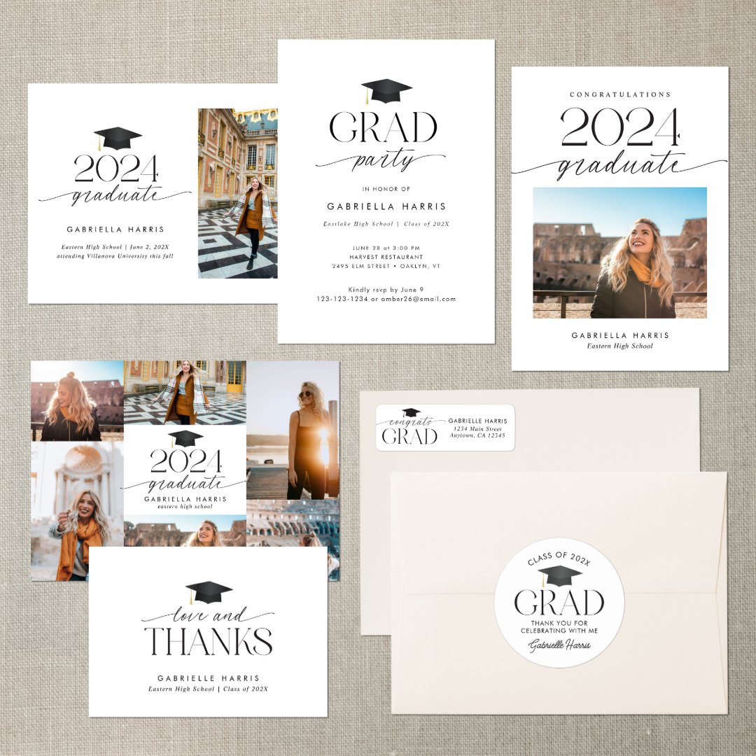 Black and White Modern Script Photo | 2 sided Invitation | Zazzle