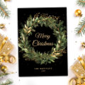Stylish Elegant Green Gold Christmas Holiday Card | Zazzle