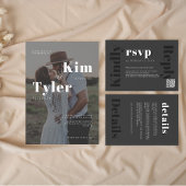 Modern photo overlay typography wedding invitation | Zazzle