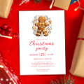 Christmas Party Red Gold Gingerbread Holiday Invitation | Zazzle