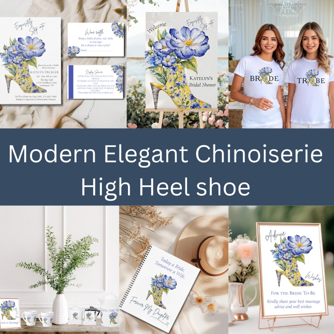 Modern Elegant Chinoiserie Floral High-Heel Wrapping Paper | Zazzle