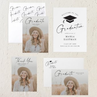 Modern Script Graduate Photo Graduation Invitation | Zazzle