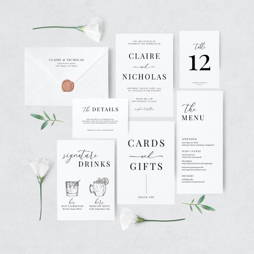 Modern Elegant Wedding Table Seating Chart Cards | Zazzle