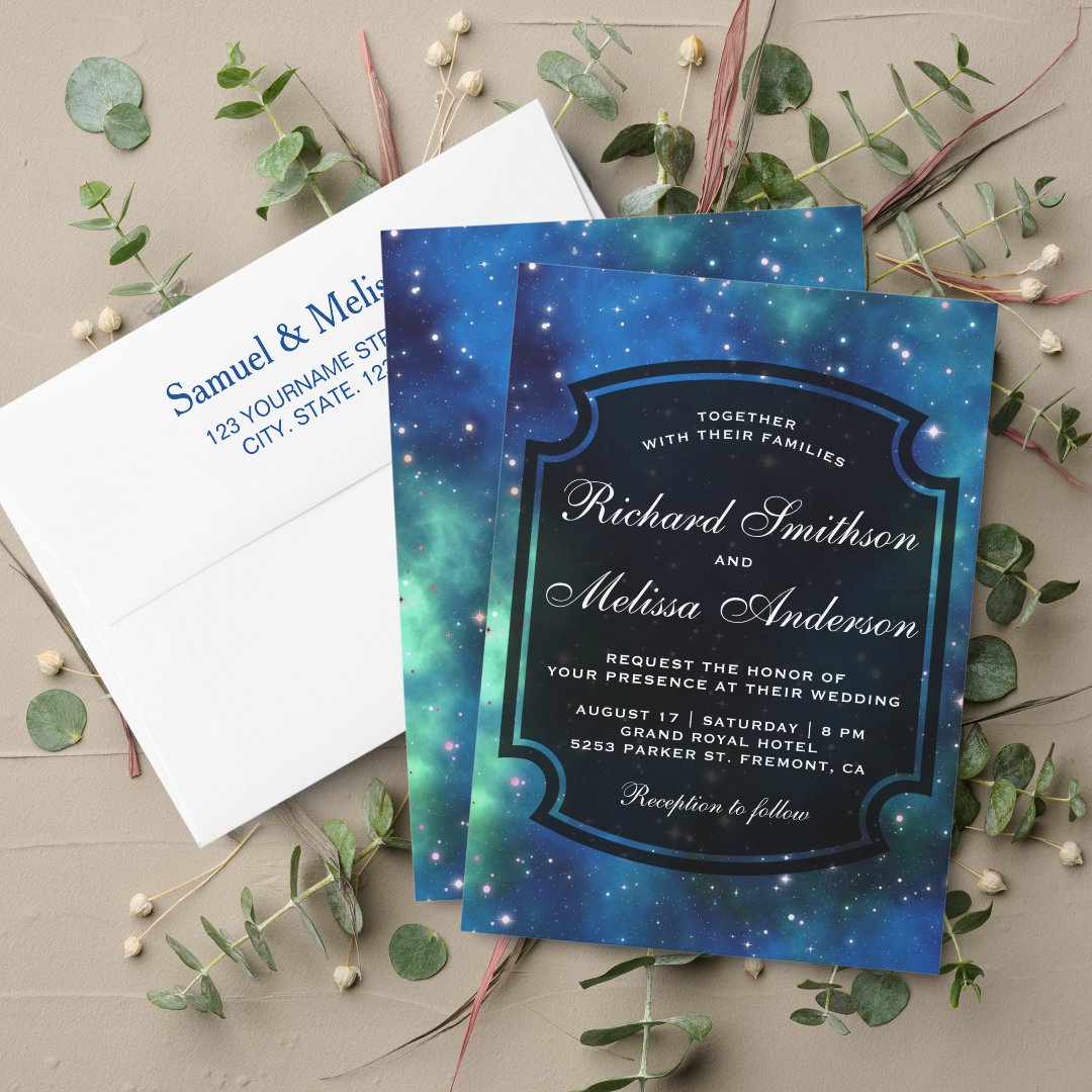 Modern Celestial Space Galaxy Wedding Invitation | Zazzle