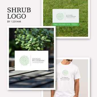 Modern Gardener Landscaping Shrub Logo on White Business Card | Zazzle