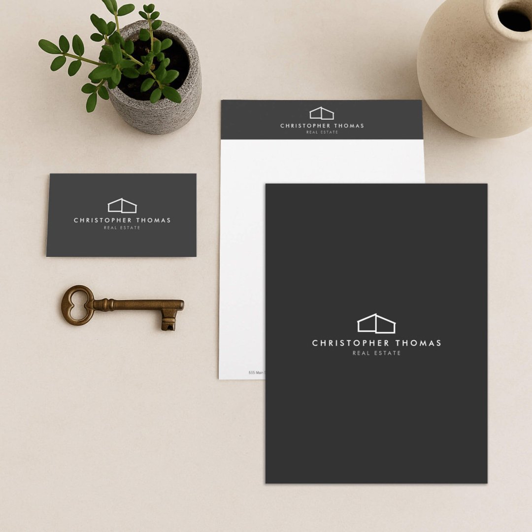 Modern Home Logo Real Estate, Realtor Dark Gray Letterhead | Zazzle