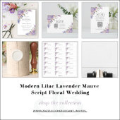 QR Code Lilac Lavender Mauve Script Floral Wedding Invitation | Zazzle