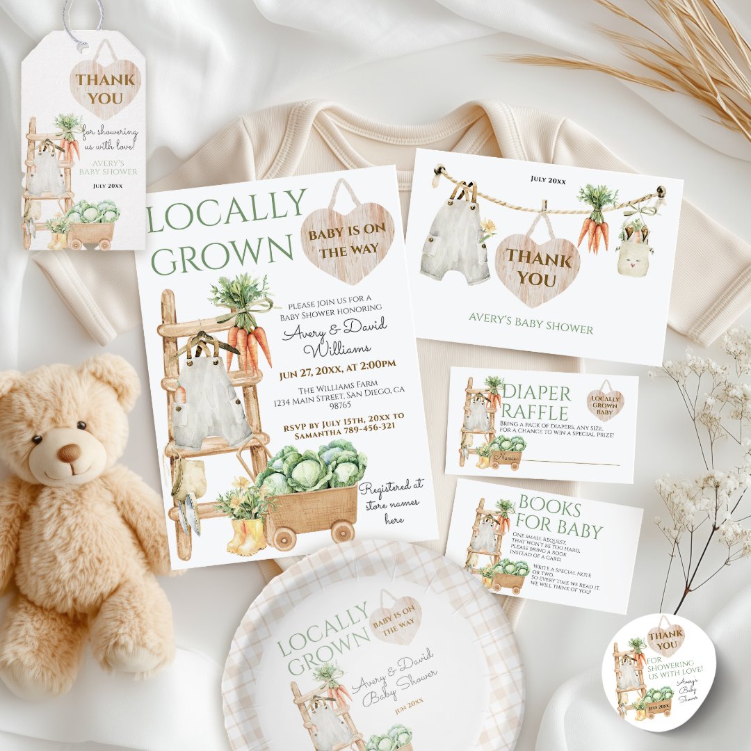 Locally Grown Farm Rustic Baby Shower Books Enclosure Card | Zazzle