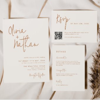 Modern Minimalist Earthy Wedding Invitation | Zazzle