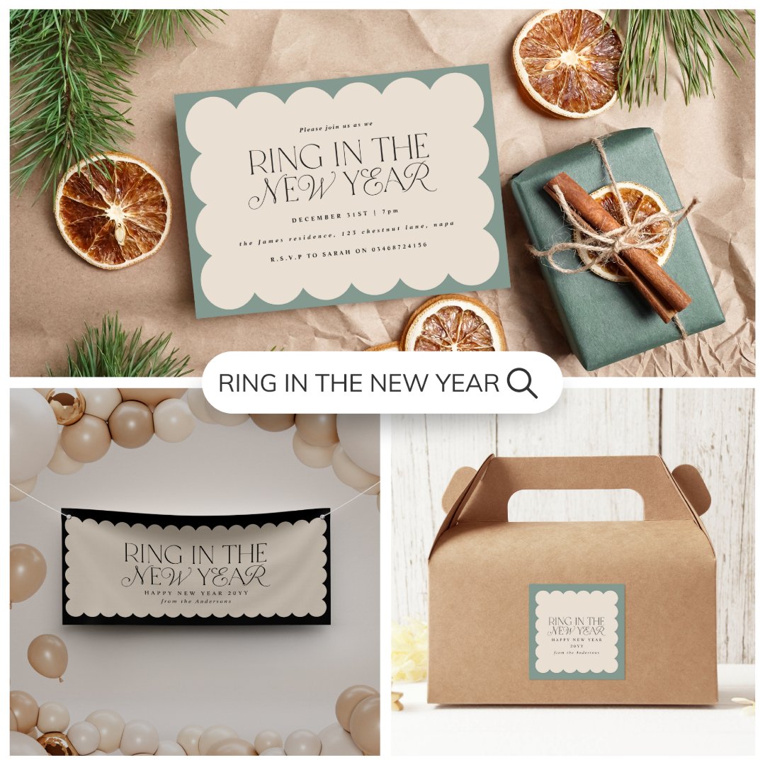 Modern minimal elegant black retro wavy edge invitation | Zazzle