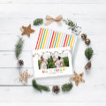 Christmas rainbow colorful bright 1 photo modern holiday card | Zazzle
