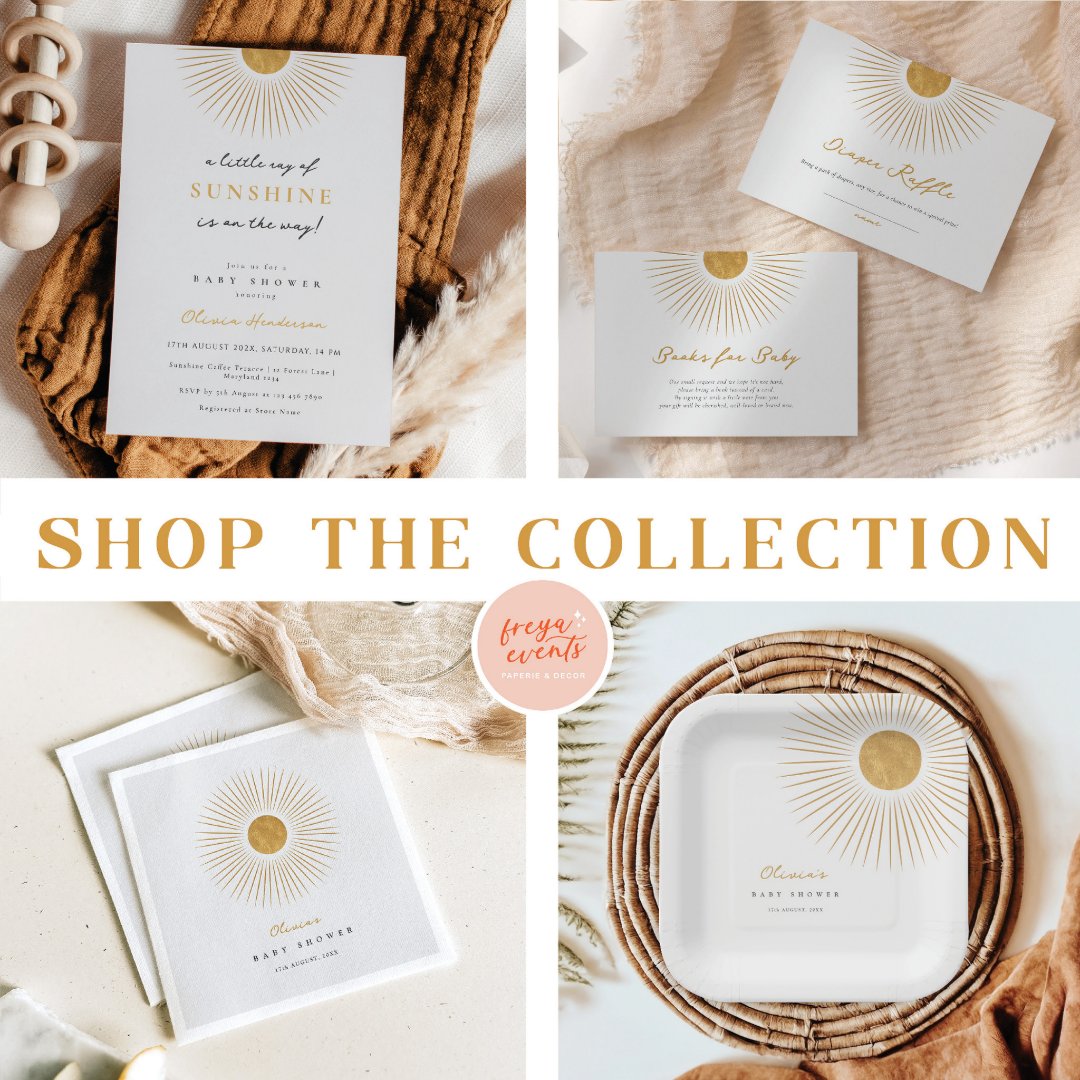 Minimal Modern Sun Sunshine Baby Shower Invitation | Zazzle