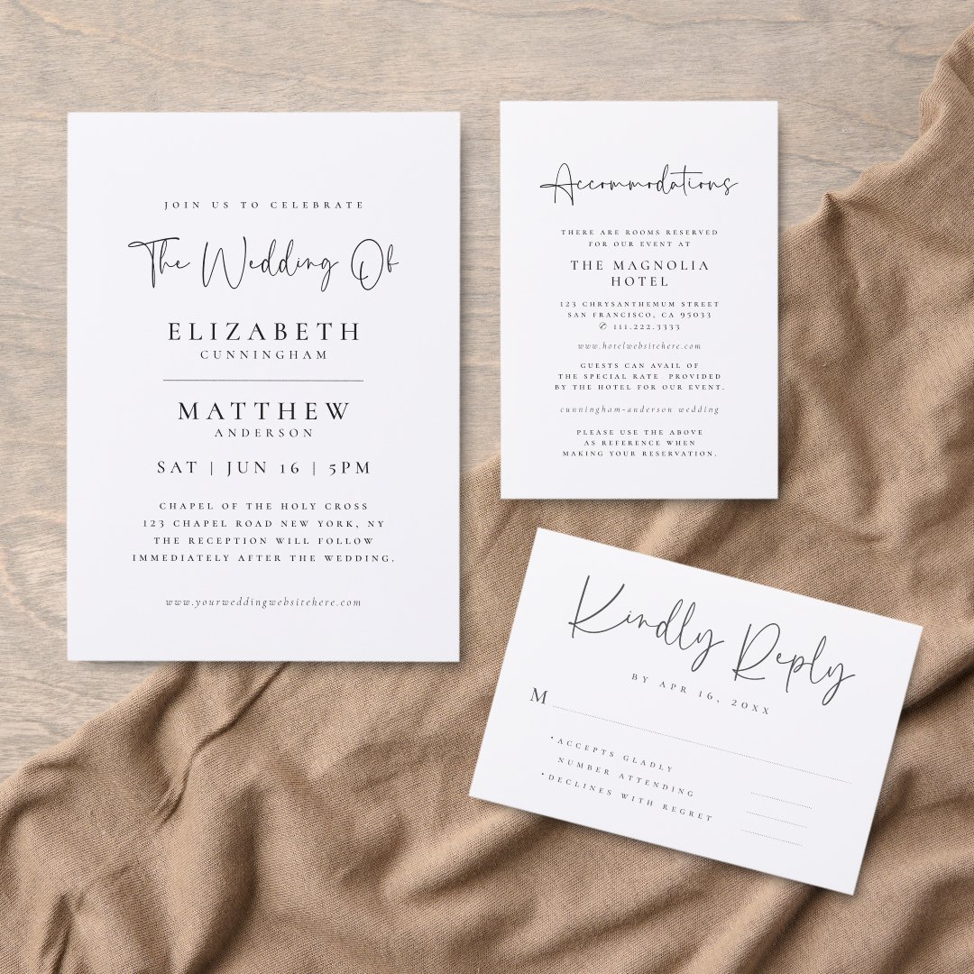 Modern Minimalist Elegant Chic Simple Wedding Invitation | Zazzle