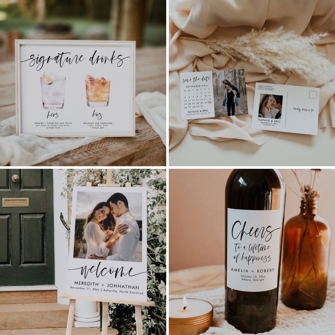 modern signature drinks wedding sign bar sign | Zazzle