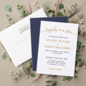 Modern Navy Gold Script Wedding Accommodations Enclosure Card | Zazzle