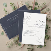 Modern Navy Blue Script Wedding Details Enclosure | Zazzle