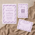 Modern Purple Wavy Frame Wedding Details Enclosure Card | Zazzle