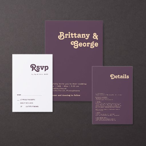 Retro Orange Rounded Corner Traditional Wedding Invitation | Zazzle