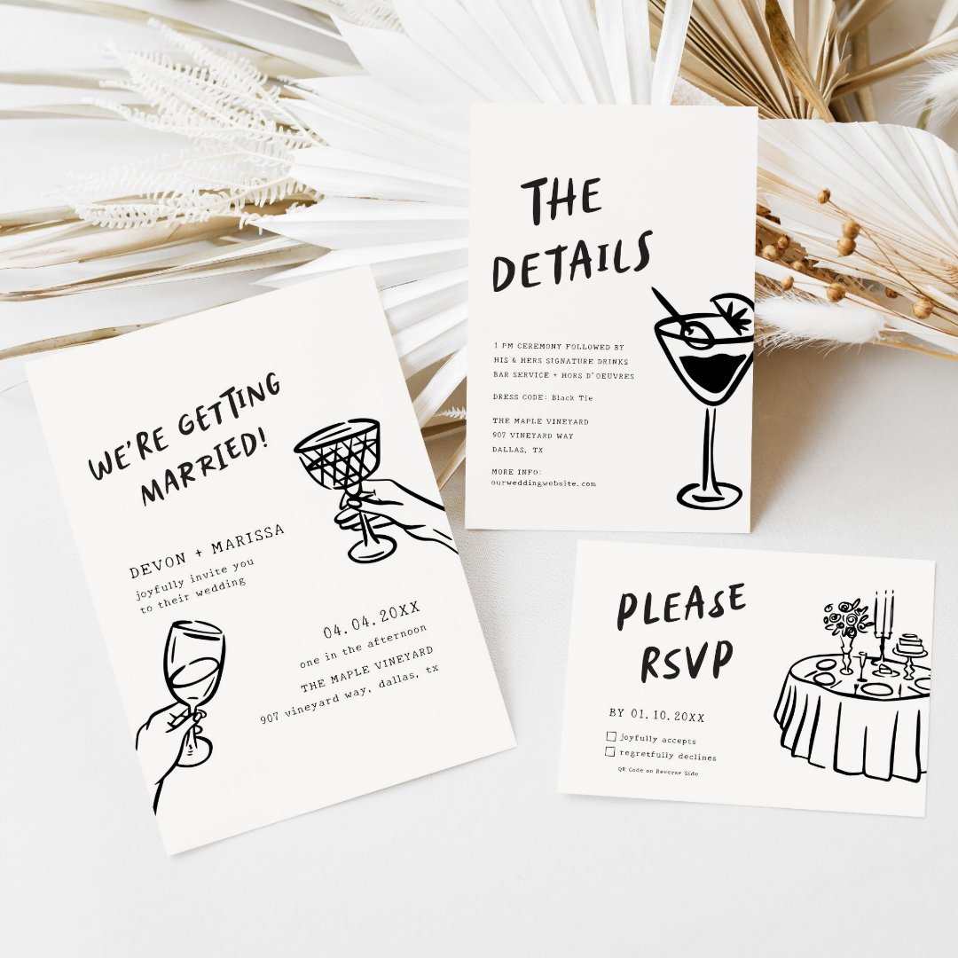 Modern Funky Retro Wedding Menu | Zazzle