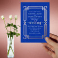 Modern Rose Gold Border Navy Blue Wedding Dinner Menu | Zazzle
