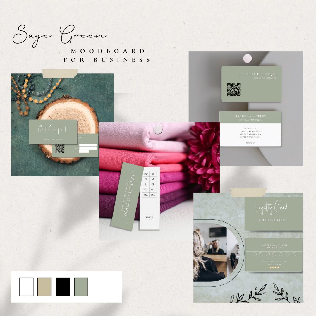Modern Sage Green with QR Code Appointment Card | Zazzle