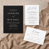 Modern Black Script All In One QR Code Wedding Invitation | Zazzle