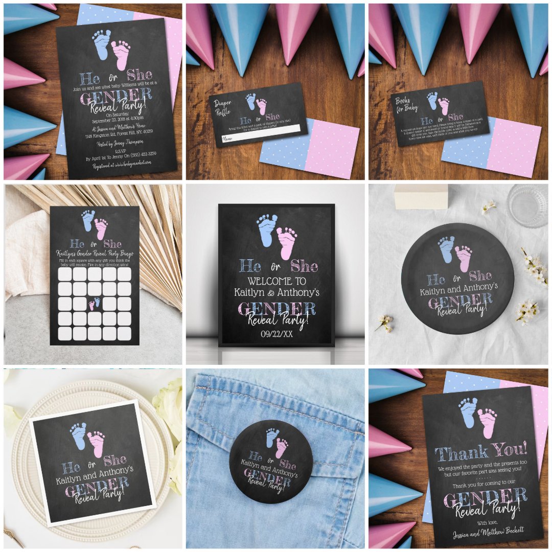 Modern Typography Gender Reveal Party! Baby Shower Invitation | Zazzle