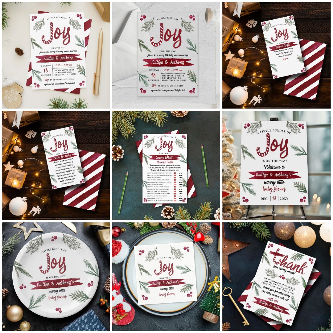 Modern Watercolor "Joy" Candy Cane Baby Shower Paper Cups | Zazzle