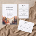 Modern Watercolor Fall Mountain QR Code Wedding Invitation | Zazzle