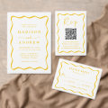 Modern Yellow Wavy Frame Wedding Place Card | Zazzle