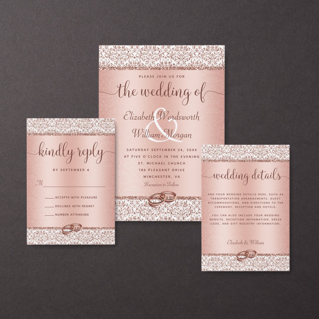 Elegant Rose Gold Monogram Glam Glitter Wedding Unity Candle Set | Zazzle