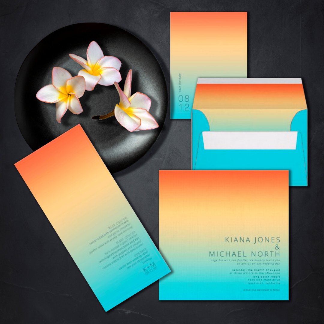 Mood Gradient Wedding Tropical Sky ID741 Invitation | Zazzle