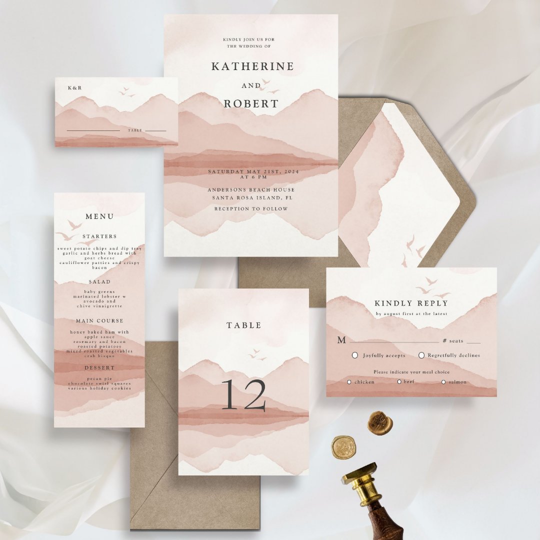 Blue Mountain Range Destination Wedding Details Enclosure Card | Zazzle