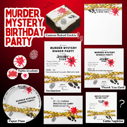 Murder mystery birthday dinner party crime scene invitation | Zazzle