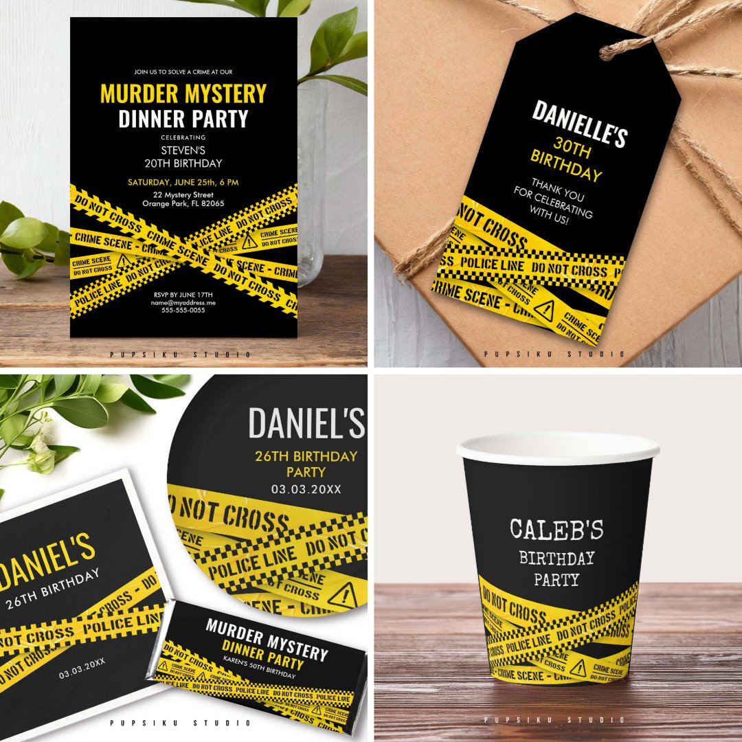 Murder Mystery Party Dinner Birthday Invitation | Zazzle