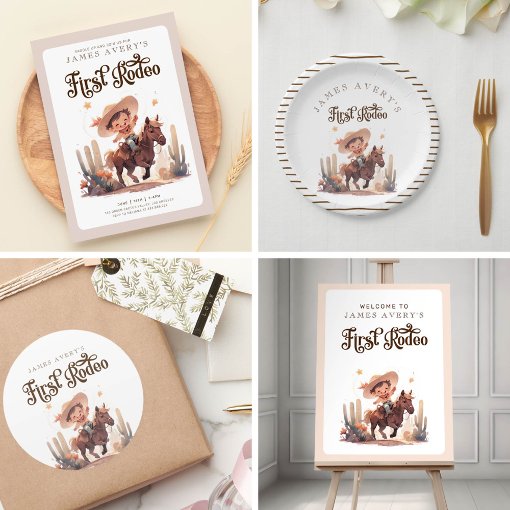 My First Rodeo Wild West Cowboy Birthday Invitation | Zazzle