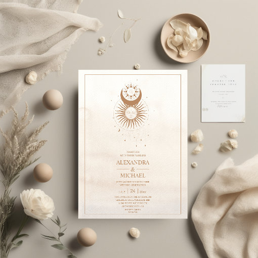 Mystical Gold Celestial Stars Wedding Invitation | Zazzle