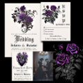 QR Code Gothic Deep Amethyst Purple Roses Invitation | Zazzle