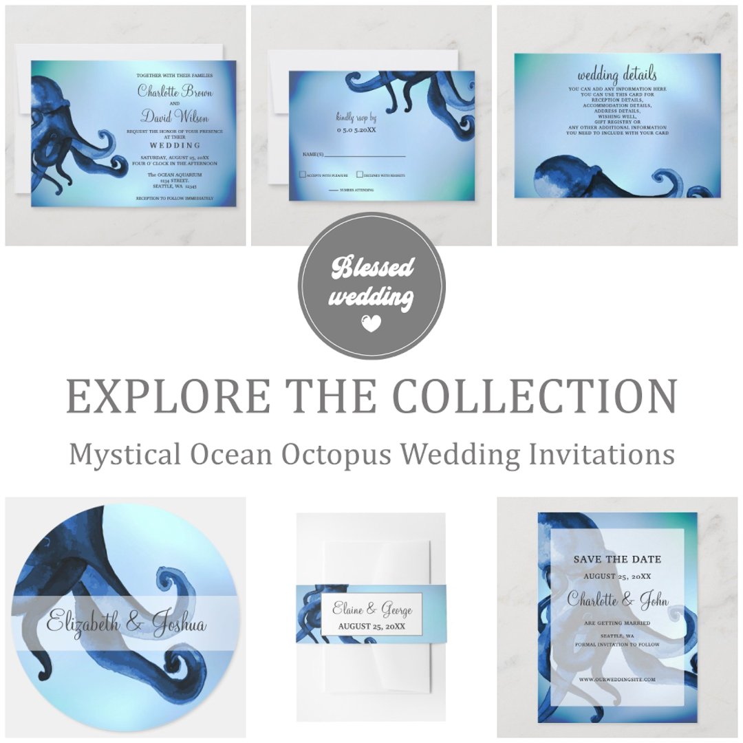 Mystical Ocean Octopus Wedding Invitations | Zazzle