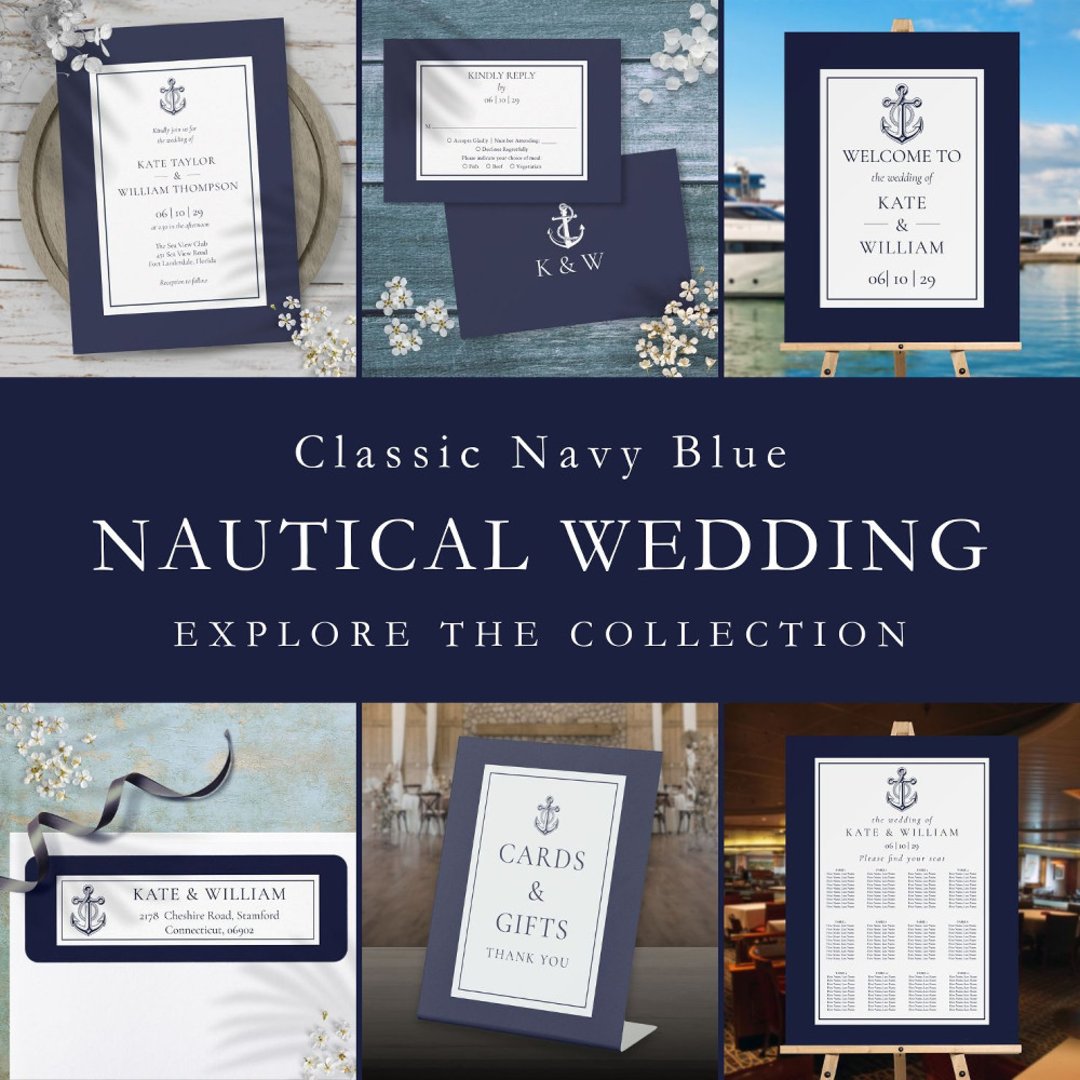 Nautical Navy Blue Wedding Seating Plan Chart Foam Board | Zazzle